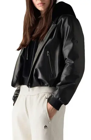 Moose Knuckles Cardin Leather Bomber Jacket
