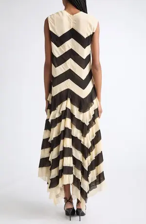 Zimmermann Ascent Zigzag Stripe Layered Maxi Dress - Black/cream