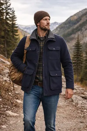 CLOUDVEIL Park City Vegan Wool Barn Jacket - Navy
