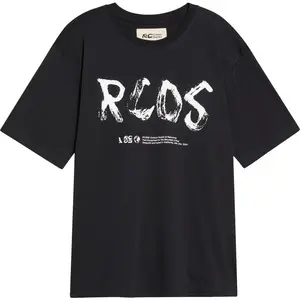 RC OUTDOOR SUPPLY Etching Cotton Graphic T-shirt - Black