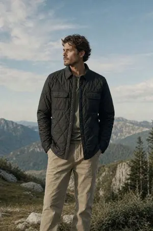 CLOUDVEIL Lightweight Quilted Shirt Jacket - Black