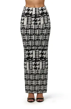 Naked Wardrobe Maxi Skirt - Dual Houndstooth