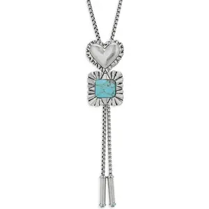 Lele Sadoughi Ruffle Heart Bolo Necklace - Turquoise