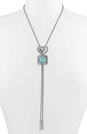 Lele Sadoughi Ruffle Heart Bolo Necklace