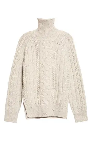 TOTEME Cable Stitch Wool Turtleneck Sweater