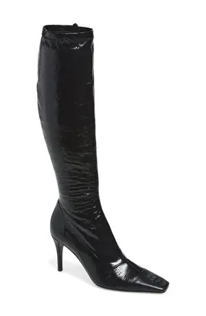 COURREGES Cap Toe Vinyl Boot - Black/black