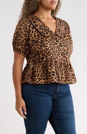 SUGARLIPS Ruffle Chelsea Collar Peplum Top