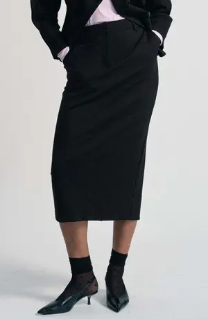 Universal Standard Abi Midi Pencil Skirt Black