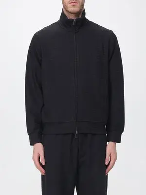Emporio Armani Hooded Zip-up Cotton-blend Sweatshirt With Embroidered Eagle Logo