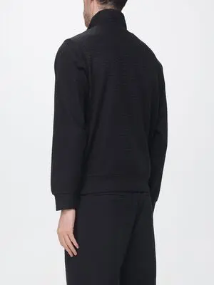 Emporio Armani Hooded Zip-up Cotton-blend Sweatshirt With Embroidered Eagle Logo