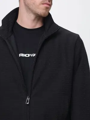 Emporio Armani Hooded Zip-up Cotton-blend Sweatshirt With Embroidered Eagle Logo