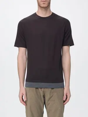 PAOLO PECORA Regular Fit Cotton Crew-neck Jumper With Short Sleeves - Black