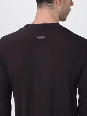 PAOLO PECORA Cotton Crew-neck Jumper With Long Sleeves And Ribbed Cuffs - Black