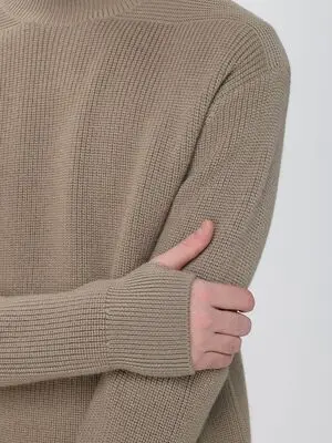PAOLO PECORA High-neck Cotton Jumper With Dropped Shoulders - Grey
