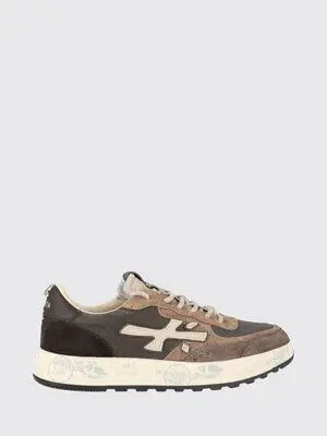 Premiata Nous Mesh And Suede Trainers With Serrated Tread Sole - Brown
