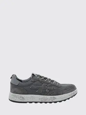 Premiata Nous Mesh And Suede Trainers With Serrated Tread Sole Grey