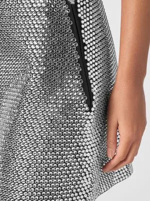 Philipp Plein High-waisted Rhinestone-embellished Slim Fit Pencil Mini Skirt