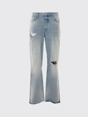 REPRESENT Distressed Cotton Denim Flared Jeans With A Worn-out Effect