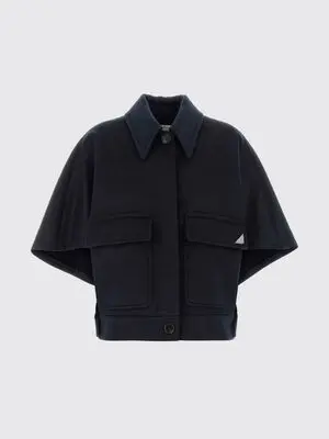 Max Mara Short-sleeved Pure Cashmere Short Coat With Pockets - Blue