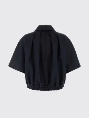 Max Mara Short-sleeved Pure Cashmere Short Coat With Pockets - Blue