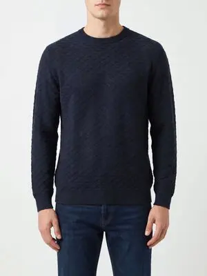 Giorgio Armani Pure Virgin Wool Long-sleeved Crewneck Jumper - Navy