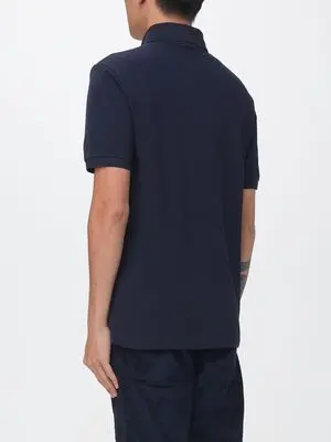 Etro Slim Fit Short-sleeved Cotton Polo Shirt With Contrast Logo - Navy