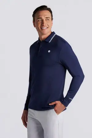 Coolibar Lumaleo Long Sleeve Sports Polo - Navy
