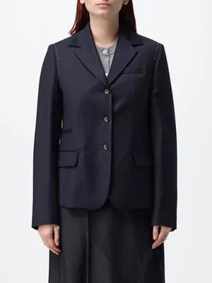 TELA Slim Fit Single-breasted Wool Blend Blazer With Peak Lapels - Blue