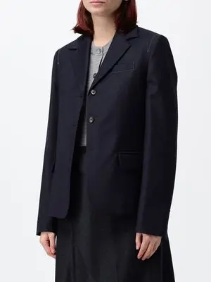 TELA Slim Fit Single-breasted Wool Blend Blazer With Peak Lapels - Blue