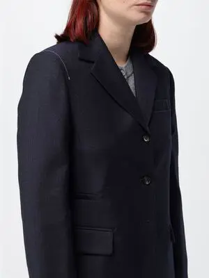 TELA Slim Fit Single-breasted Wool Blend Blazer With Peak Lapels - Blue