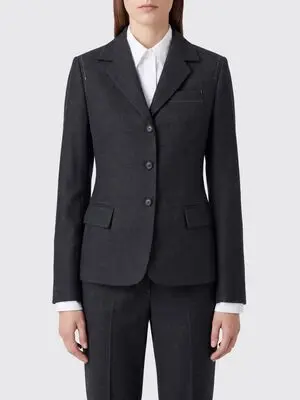 TELA Slim Fit Single-breasted Wool Blend Blazer With Peak Lapels - Grey