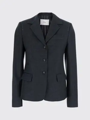 TELA Slim Fit Single-breasted Wool Blend Blazer With Peak Lapels - Grey