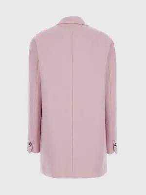 TELA Double-breasted Short Wool Relaxed Fit Blazer With Peak Lapels - Pink