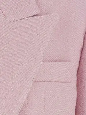 TELA Double-breasted Short Wool Relaxed Fit Blazer With Peak Lapels - Pink