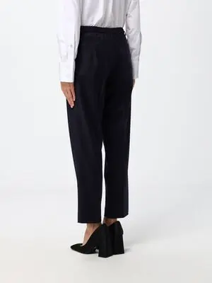 TELA Slim Fit Pleated Sartorial Trousers In Wool Blend With Mid-rise Waist - Blue