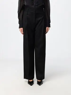 TELA Wide-leg Pleated Sartorial Trousers In Wool Blend - Black