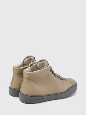 Camper Peu Touring Calfskin High-top Sneakers With Elastic Laces And Zip - Beige