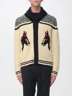 Guest In Residence Wool And Cashmere Cardigan With Jacquard Motif And Shawl Collar - Beige