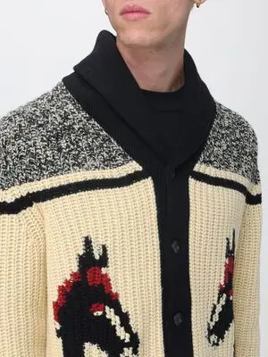 Guest In Residence Wool And Cashmere Cardigan With Jacquard Motif And Shawl Collar - Beige