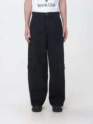 Casablanca Wide-leg Cotton Denim Cargo Jeans With Monogram Logo