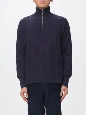 DIANA STUDIO Two-tone Cotton Half-zip Roll Neck Jumper - Blue