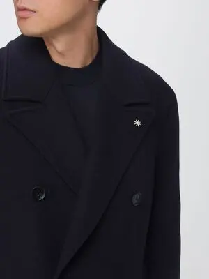 MANUEL RITZ Double-breasted Wool Coat With Classic Lapels And Knee Length