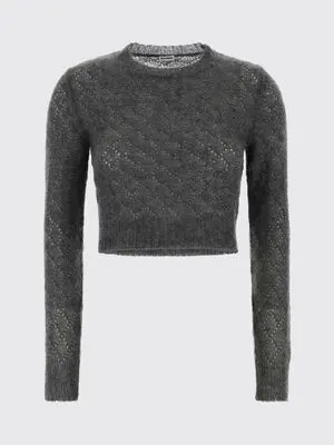 JIL SANDER Cropped Crewneck Jumper In Mohair And Silk - Grey