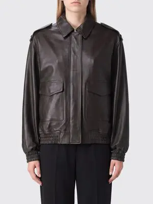 ARMA Lambskin Leather Bomber Jacket With Epaulettes And Flap Pockets Coffee