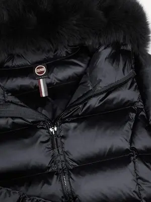 COLMAR Quilted Knee-length Down Jacket With Shearling Hood
