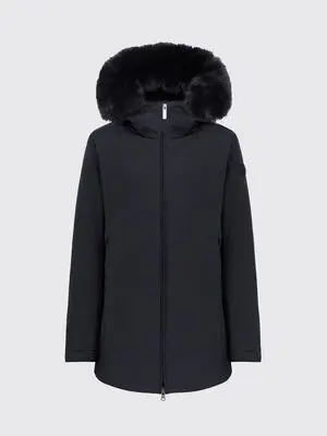 COLMAR Long Technical Fabric Down Jacket With Shearling Hood