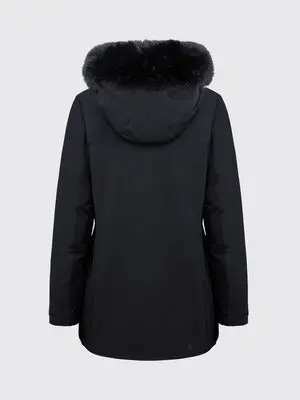 COLMAR Long Technical Fabric Down Jacket With Shearling Hood