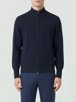 BALLANTYNE 100% Cashmere Cardigan With Mock Neck And Zip - Blue