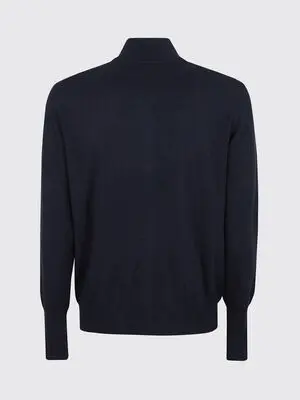 BALLANTYNE 100% Cashmere Cardigan With Mock Neck And Zip - Blue