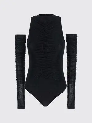 TWENTY FOURHAITCH Off-shoulder High-neck Bodysuit With Rhinestones